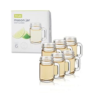 true mason jar shot glasses, mini mason jar shot glasses with handle, 1 ounce shot glass, set of 6, glass