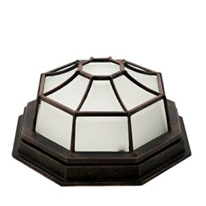 Trans Globe Imports 40582 RT Traditional One Light Flushmount Lantern from Benkert Collection in Bronze / Dark Finish, 11.00 inches