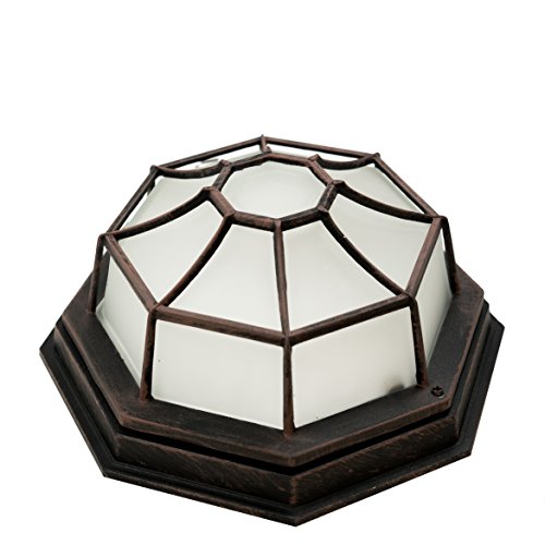 Trans Globe Imports 40582 RT Traditional One Light Flushmount Lantern from Benkert Collection in Bronze / Dark Finish, 11.00 inches