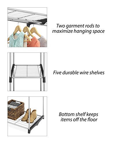 Whitmor Double Rod Freestanding Closet Organizer