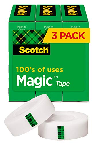 Scotch Magic Tape, 3 Rolls, Numerous Applications, Invisible, Engineered for Repairing, 3/4 x 1000 Inches, Boxed (810K3)