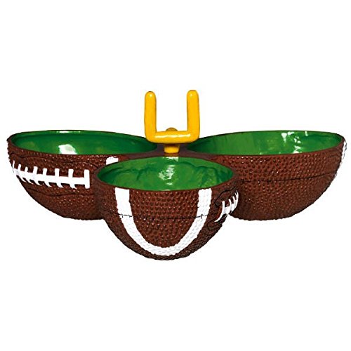 Amscan 434393 Football Party Condiment Dish, 9" x 2 3/4", Plastic - Multicolor, 1 Pc