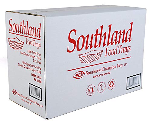 Southern Champion Tray 0417 #200 Southland Paperboard Food Tray, 2 lb Capacity, Red Check (Case of 1000)