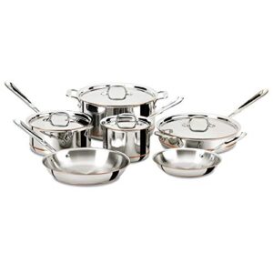 all-clad 600822 ss copper core 5-ply bonded dishwasher safe cookware set, 10-piece, silver