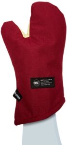 san jamar kt0215 cool touch flame conventional high heat intermittent flame protection up to 900°f oven mitt, 15″ length, red