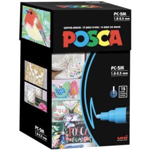 uni Posca Paint Marker Pen - Medium Point - Set of 15 (PC-5M15C), Assorted