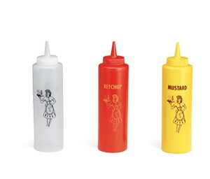 tablecraft 3-piece nostalgia squeeze bottle set, 12-ounce