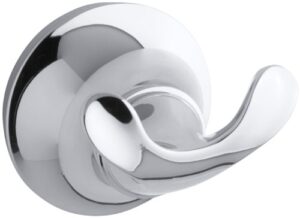 kohler k-11375-cp forté double robe hook, polished chrome