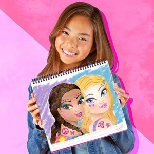 Fashion Angels Make-up & Hair Design Sketch Portfolio (11452) Sketchbook for Beginners, Sketchbook with Stencils and Stickers for Ages 6 and Up