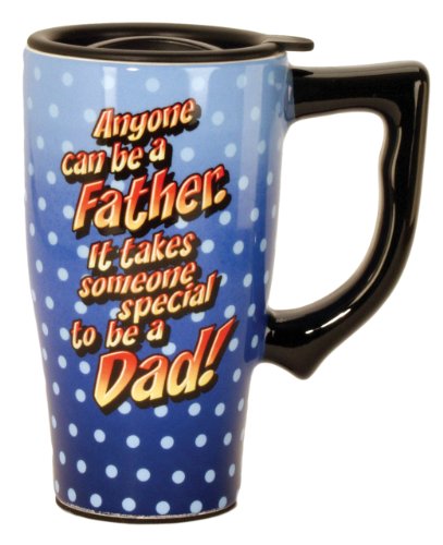 Spoontiques - Ceramic Travel Mugs - Anyone Can Be A Father Cup - Hot or Cold Beverages - Gift for Coffee Lovers