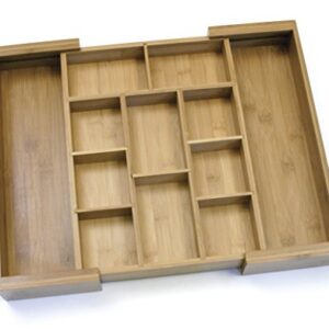 Lipper International 8882 Bamboo Wood Expandable to 18-3/4" Flatware Drawer Organizer with Removable Dividers