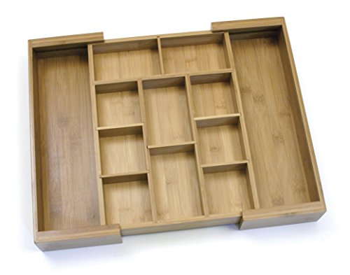 Lipper International 8882 Bamboo Wood Expandable to 18-3/4" Flatware Drawer Organizer with Removable Dividers