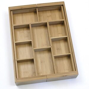 Lipper International 8882 Bamboo Wood Expandable to 18-3/4" Flatware Drawer Organizer with Removable Dividers