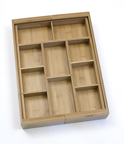 Lipper International 8882 Bamboo Wood Expandable to 18-3/4" Flatware Drawer Organizer with Removable Dividers