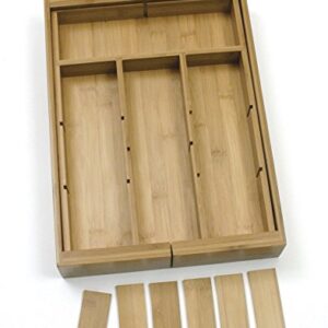 Lipper International 8882 Bamboo Wood Expandable to 18-3/4" Flatware Drawer Organizer with Removable Dividers