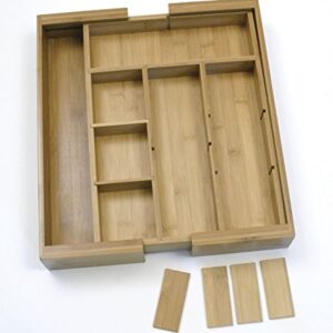 Lipper International 8882 Bamboo Wood Expandable to 18-3/4" Flatware Drawer Organizer with Removable Dividers