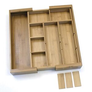 Lipper International 8882 Bamboo Wood Expandable to 18-3/4" Flatware Drawer Organizer with Removable Dividers