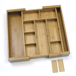 Lipper International 8882 Bamboo Wood Expandable to 18-3/4" Flatware Drawer Organizer with Removable Dividers