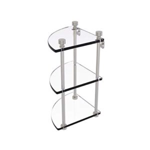 allied brass ft-6 foxtrot collection three tier corner glass shelf, satin nickel