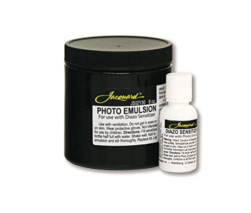 Jacquard Photo Emulsion & Diazo Sensitizer 8oz - Light Sensitive Emulsion - Create Silk Screens with Photos Lettering Logos or Detailed Images