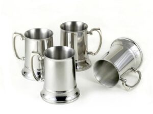 set of 4 stainless steel beer mugs