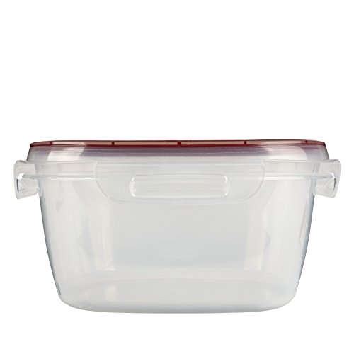 Rubbermaid Lock-Its Square Food Storage Container with Easy Find Lid, 14 Cup, Racer Red