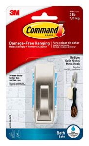 command mr02-sn-b metal bath hook, medium, satin nickel