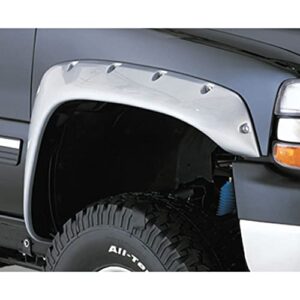 bushwacker cutout pocket/rivet style front fender flares | 2-piece set, black, smooth finish | 40051-02 | fits 1999-2006 chevrolet/gmc silverado/sierra 1500; 2007 silverado/sierra 1500 classic