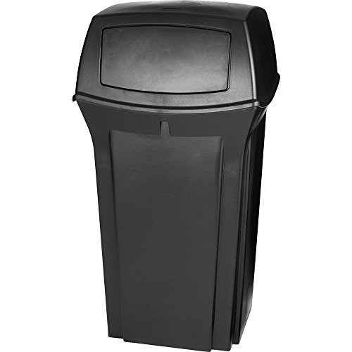 Rubbermaid Commercial Products FG843088BLA Ranger Trash Can with Lid, 35 Gallon, Black Plastic, for Outdoor Use