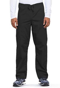 cherokee regular originals unisex drawstring cargo scrubs pant, black, medium