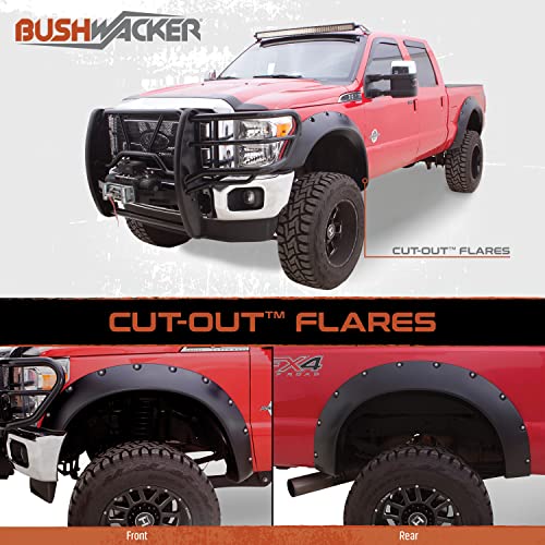 Bushwacker Cutout Pocket/Rivet Style Rear Fender Flares | 2-Piece Set, Black, Smooth Finish | 31020-11 | Fits 1989-1995 Toyota Pickup