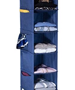 6 SHELF HANGING SWEATER CLOSET & CLOTHING ORGANIZER, BLUE