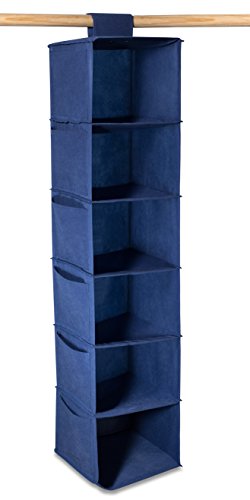 6 SHELF HANGING SWEATER CLOSET & CLOTHING ORGANIZER, BLUE