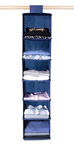 6 SHELF HANGING SWEATER CLOSET & CLOTHING ORGANIZER, BLUE