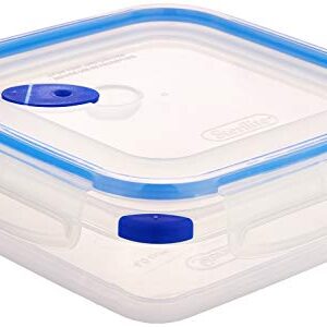 Sterilite 03314706 Ultra Seal 4.0 Cup Square Food Storage Container, Clear and Blue