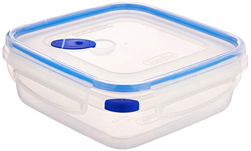 Sterilite 03314706 Ultra Seal 4.0 Cup Square Food Storage Container, Clear and Blue