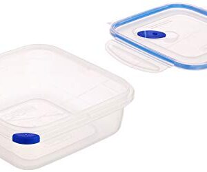 Sterilite 03314706 Ultra Seal 4.0 Cup Square Food Storage Container, Clear and Blue