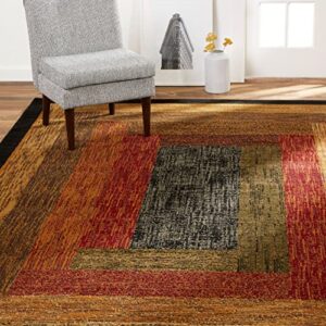 home dynamix royalty vega contemporary geometric area rug, black/brown, 5’2″x7’2″