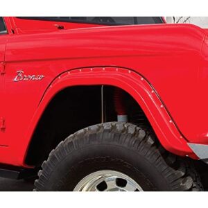 bushwacker cutout pocket/rivet style front fender flares | 2-piece set, black, textured finish | 20001-07 | fits 1966-1977 ford bronco