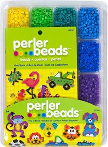 perler 17605 assorted fuse beads kit with storage tray and pattern book for arts and crafts, multicolor, 4001pcs