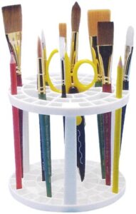 studio 71 pencil and brush stand, white plastic, round