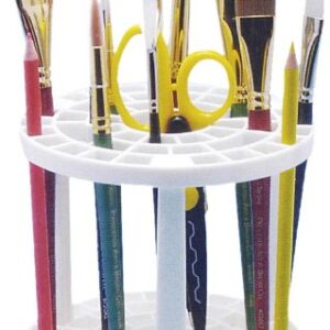 Studio 71 Pencil and Brush Stand, White Plastic, Round