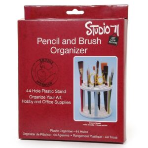 Studio 71 Pencil and Brush Stand, White Plastic, Round