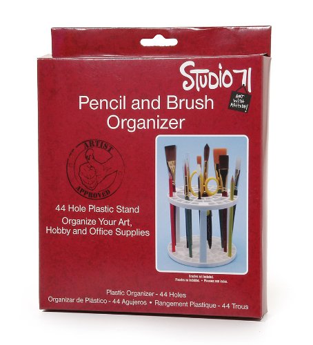 Studio 71 Pencil and Brush Stand, White Plastic, Round