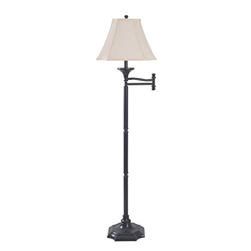 Kenroy Home 33051BBZ Wentworth Swing Arm Floor Lamp with Burnished Bronze Finish, Classic Style, 59.25" Height, 28.25" Width, 20" Depth