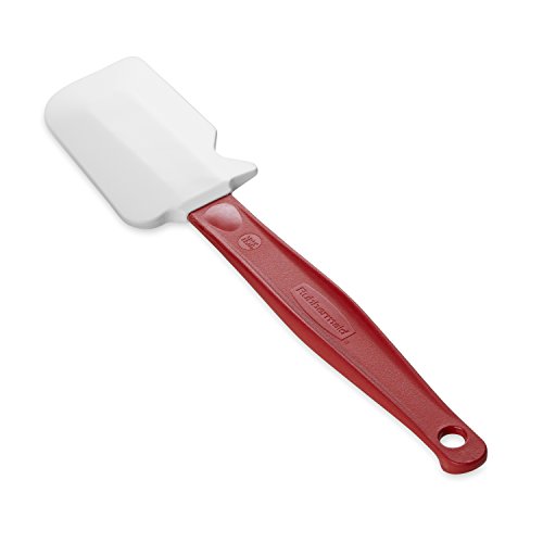 Rubbermaid Commercial Products High Heat Resistant Silicone Heavy Duty Spatula/Food Scraper, 9.5-Inch, 500 Degrees F, Red Handle, for Baking/Cooking/Mixing, Commercial Diswasher Safe