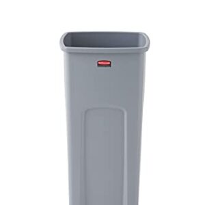 Rubbermaid Commercial Products Untouchable Square Trash/Garbage Can, 23-Gallon, Gray, Wastebasket for Outdoor/Restaurant/School/Kitchen