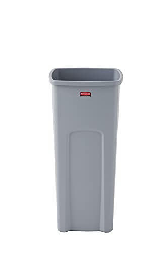 Rubbermaid Commercial Products Untouchable Square Trash/Garbage Can, 23-Gallon, Gray, Wastebasket for Outdoor/Restaurant/School/Kitchen