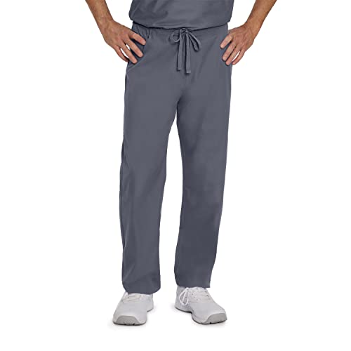 Landau Standard Essentials Unisex Relaxed Fit 1-Pocket Drawstring Scrub Pants 7602, Steel Grey, Medium