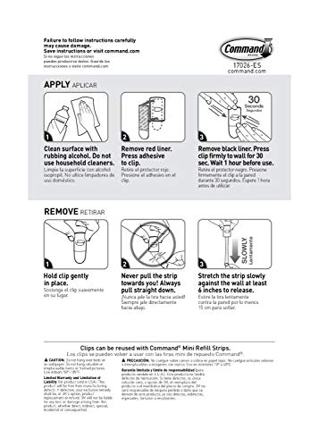 Command 17026 Decorating, White, 20 (17026-ES) 20PK Clip/Comm Adhesive, 20 Clips, Clear, 20 Clips